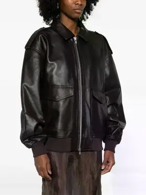 THE FRANKIE SHOP Leather Flap-pocket Jacket - Brown