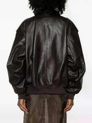 THE FRANKIE SHOP Leather Flap-pocket Jacket - Brown