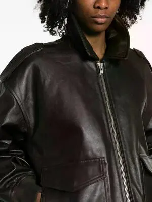 THE FRANKIE SHOP Leather Flap-pocket Jacket - Brown