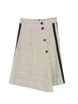 Maje Plaid Pattern Asymmetric Midi Skirt