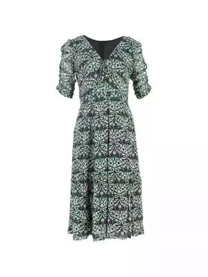 Printed V-Neck Midi Dresses