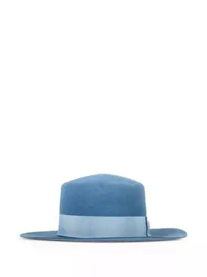 Saint Laurent Ribbon Fedora Hat - Blue
