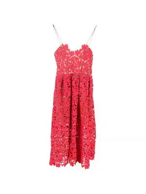 SELF-PORTRAIT Azalea Lace Midi Dress - Red