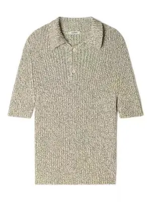 Sandro Marl Cotton Knit Polo Shirt - Neutrals