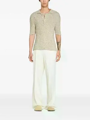 Sandro Marl Cotton Knit Polo Shirt - Neutrals