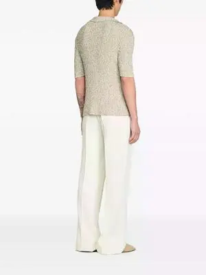 Sandro Marl Cotton Knit Polo Shirt - Neutrals