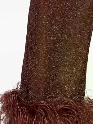 Oseree Feather-trim Trousers - Brown
