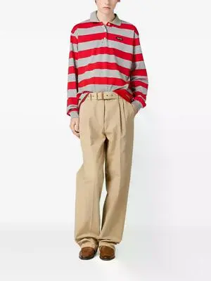 Miu Miu Striped Long-sleeve Polo Shirt