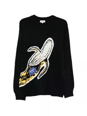 CHARLES JEFFREY Graphic Crew-neck Sweater - Black