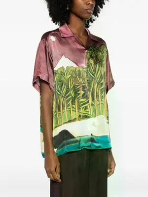 DONDE ESTEBAN La Sierra Printed Silk Shirt - Green