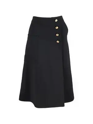 Mulberry Buttoned Patch-pocket Midi Skirt