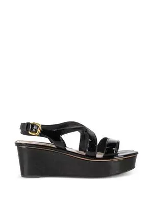 Prada Slingback Patent-leather Wedge Sandals