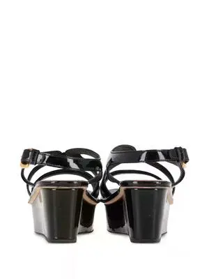 Prada Slingback Patent-leather Wedge Sandals