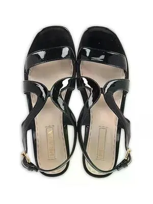 Prada Slingback Patent-leather Wedge Sandals
