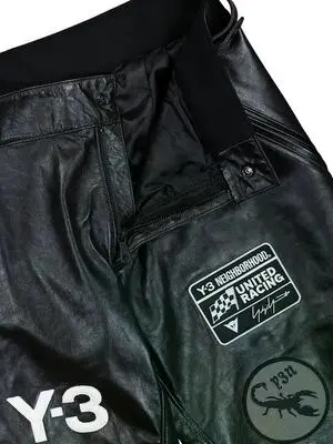 Y3 Racer Logo Leather Trousers