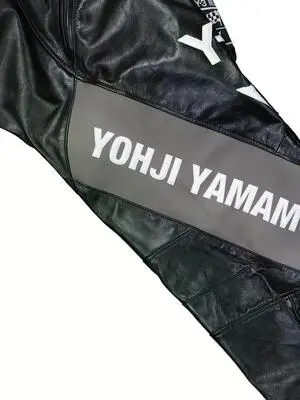 Y3 Racer Logo Leather Trousers