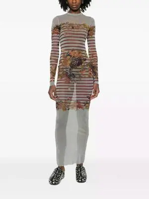 JEAN PAUL GAULTIER Striped Printed Maxi Dress - Grey