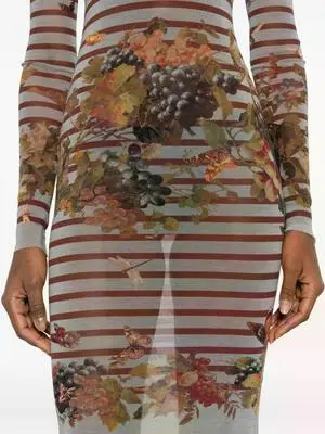 JEAN PAUL GAULTIER Striped Printed Maxi Dress - Grey