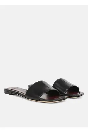 Vince Valeria Leather Slide Sandal - Black