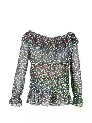 Rixo Metallic Floral-print Silk Top