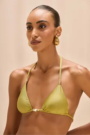 PatBO Lycra Lace Bikini Top - Green