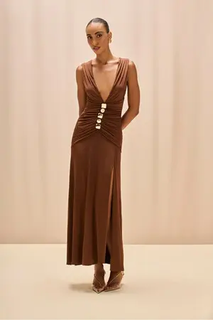 PatBO Moonlit Jersey Plunge Gown