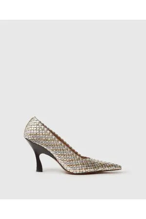 Stella McCartney Elsa Woven Metallic Kitten Heel Pump