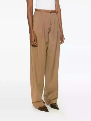 Max Mara Pleated Belted Trousers - Brown