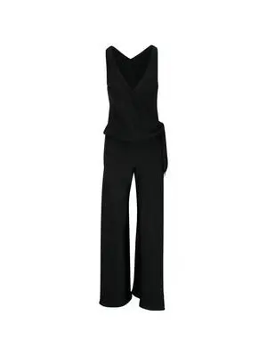 PETER COHEN V-neck Tie Jumpsuit - Black