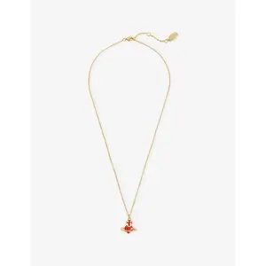 VIVIENNE WESTWOOD Fabianna Bas Relief Pendant Necklace - Gold / Red Enamel