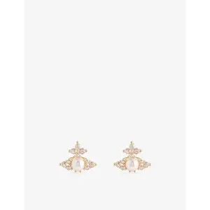 VIVIENNE WESTWOOD Feodora Gold-plated Brass And Cubic Zirconia Earrings - Gold/champ/pink Pearl