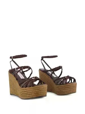 JIMMY CHOO Nyra Leather Wedge Sandals