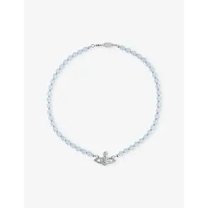 VIVIENNE WESTWOOD Messaline Choker - Plat/aqua Bohem Cryst