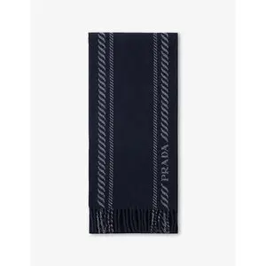 Prada Jacquard-knit Wool And Cashmere-blend Scarf - Blue