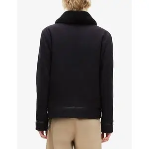 The Kooples Short Contrast-collar Suede Jacket