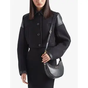 Prada Arqué Mini Leather Shoulder Bag - Black