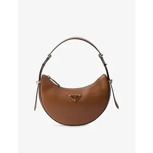 Prada Arqué Mini Leather Shoulder Bag Brown