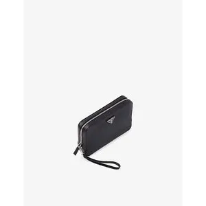 Prada Logo-plaque Saffiano-leather Clutch