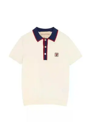 Valentino Garavani Logo-patch Polo Shirt - Neutrals