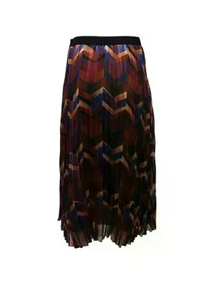 Ba&sh Zig-zag Print Pleated Skirt