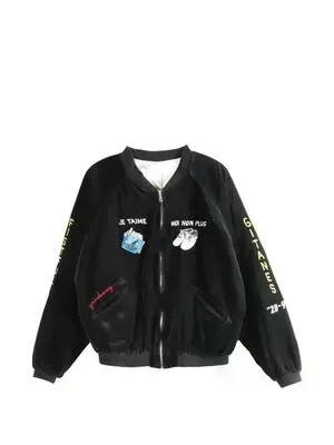 PALY HOLLYWOOD Embroidered Velvet Bomber Jacket