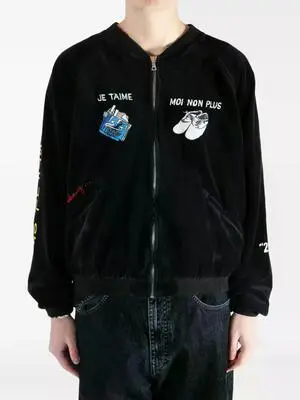 PALY HOLLYWOOD Embroidered Velvet Bomber Jacket