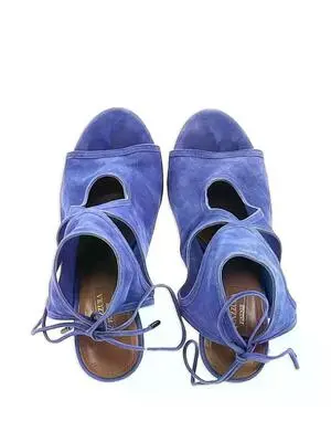 AQUAZZURA Cut-out Suede Heeled Sandals - Blue