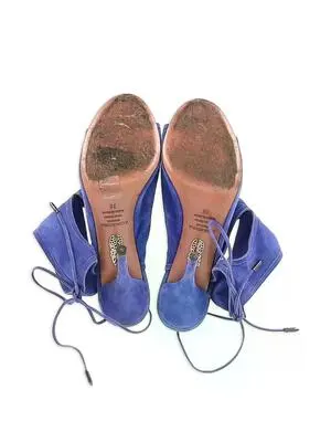 AQUAZZURA Cut-out Suede Heeled Sandals - Blue