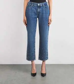 7 For All Mankind Embellished Callie Straight Jeans