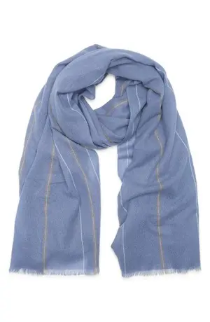 Nordstrom Stripe Lightweight Cashmere Scarf - Blue Tempest Yellow Stripe