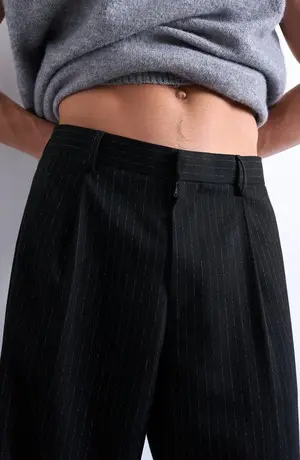 Topman Pinstripe Wide Leg Pants