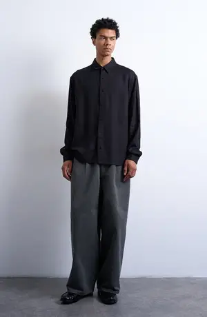 Topman Relaxed Fit Twill Button-up Shirt