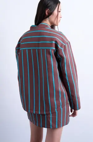 Topshop Oversize Stripe Quilted Shirt
