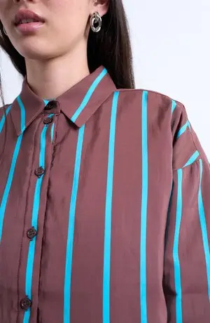 Topshop Oversize Stripe Quilted Shirt